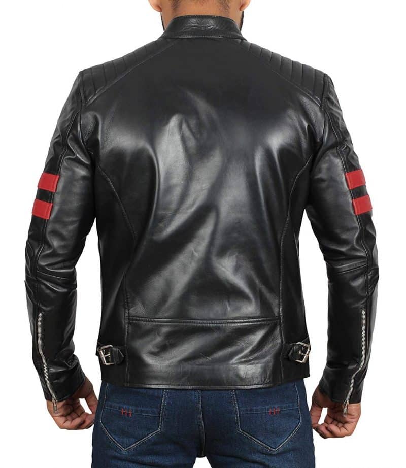 Men Retro Black Leather Jacket | Mens Retro Cafe Racer Leather Jacket