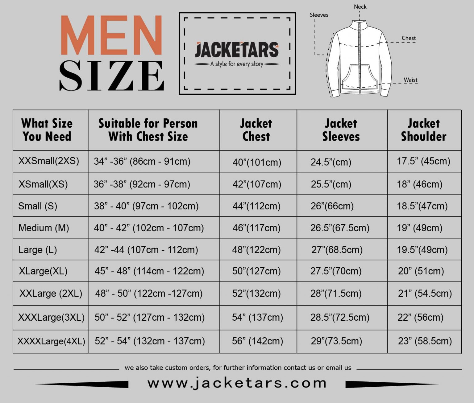 Size Guide - Jacketars